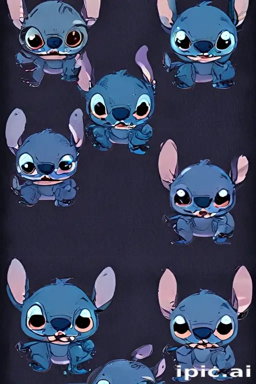 Adorable Cartoon Characters of Stitch from Lilo and Stitch Series