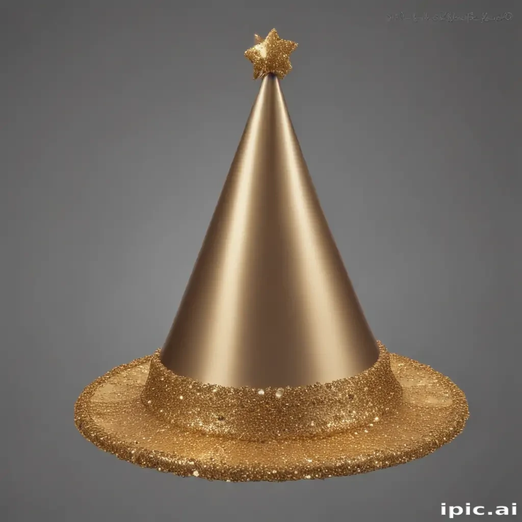 Sparkling Gold Party Hat with Star Top for Festive Celebrations and Events