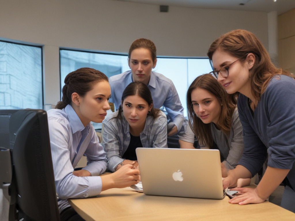 an image of a group of people looking at a computer