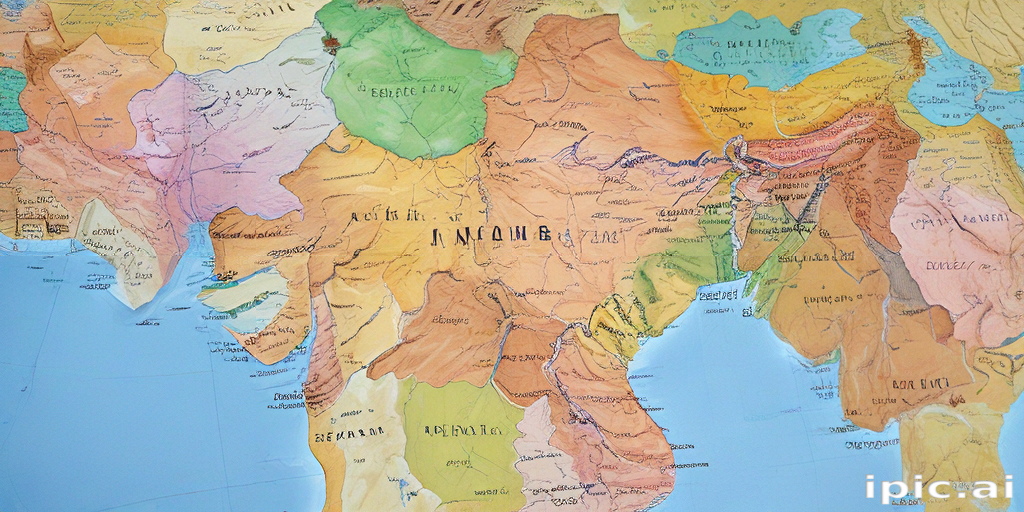 Detailed Vintage Map of Asia Highlighting Countries, Cities, and ...