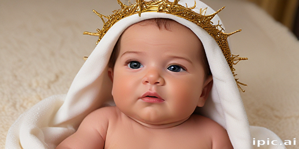 Adorable Infant Dressed in Holy Attire with Crown of Thorns
