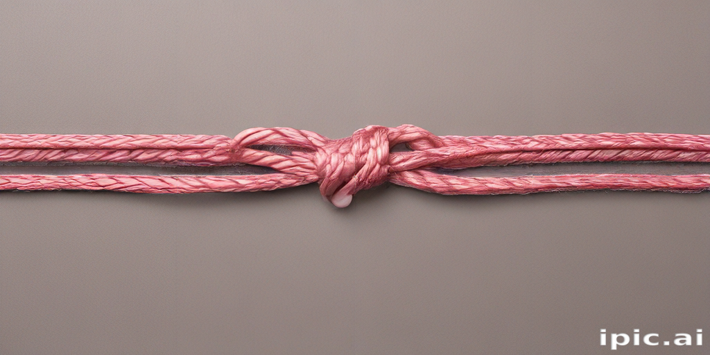 Intricate Pink Knot Tying Together Two Strands of Twisted Rope