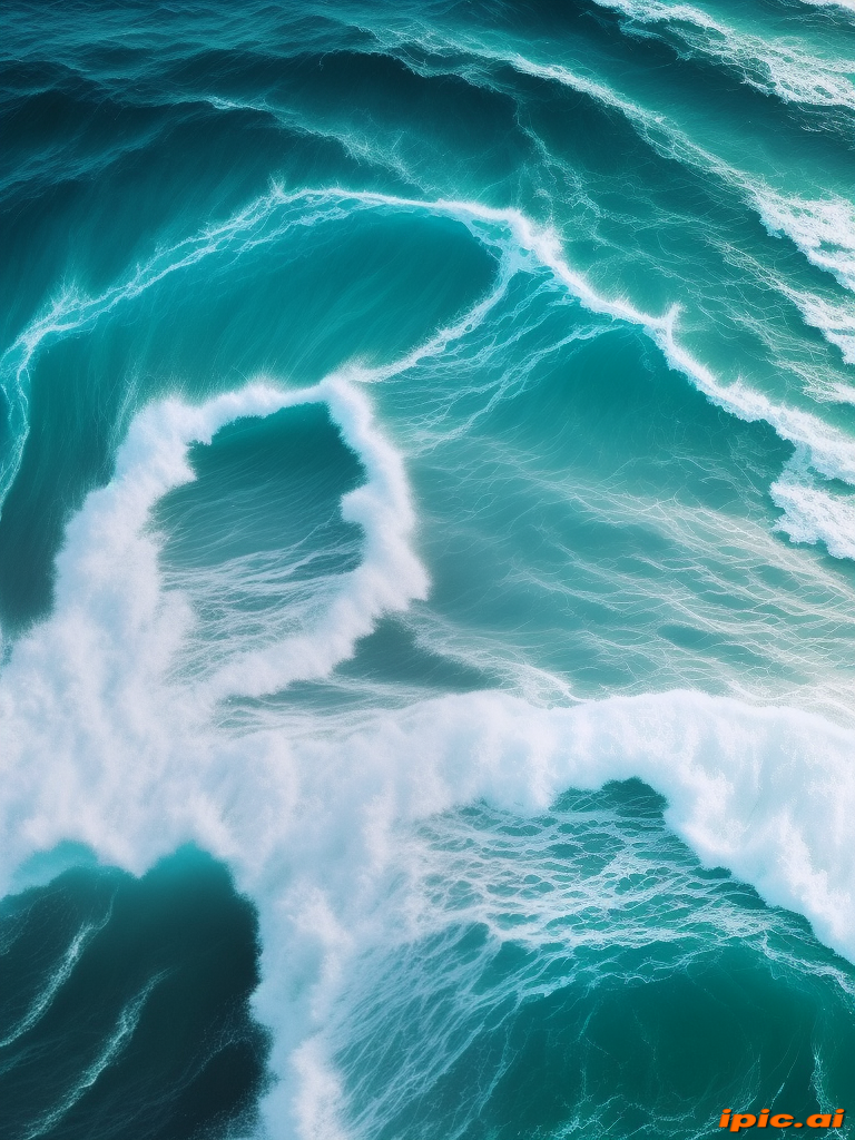 Vibrant Ocean Waves Crashing with Energy Under a Bright Sunlight