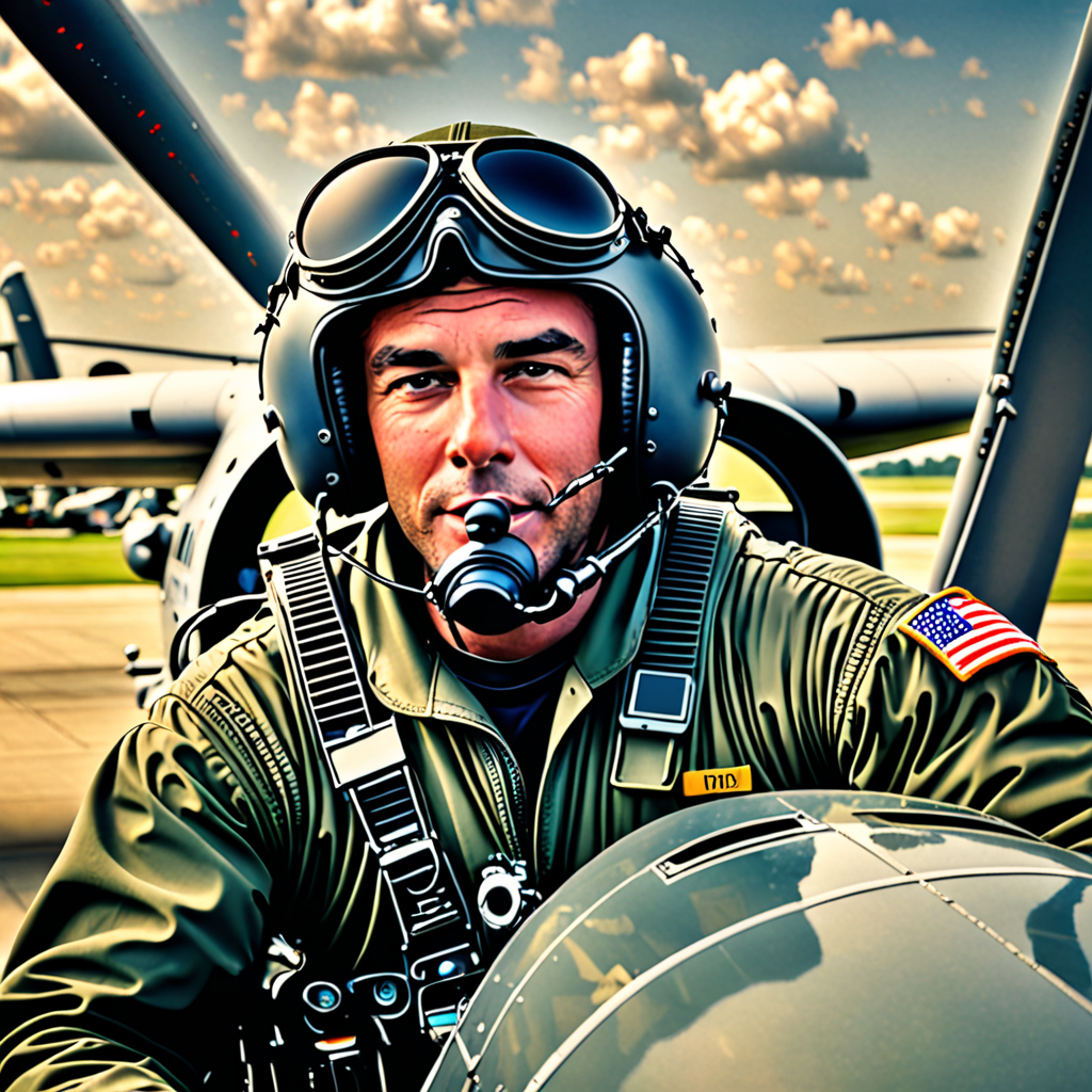 American milatary pilot in plane