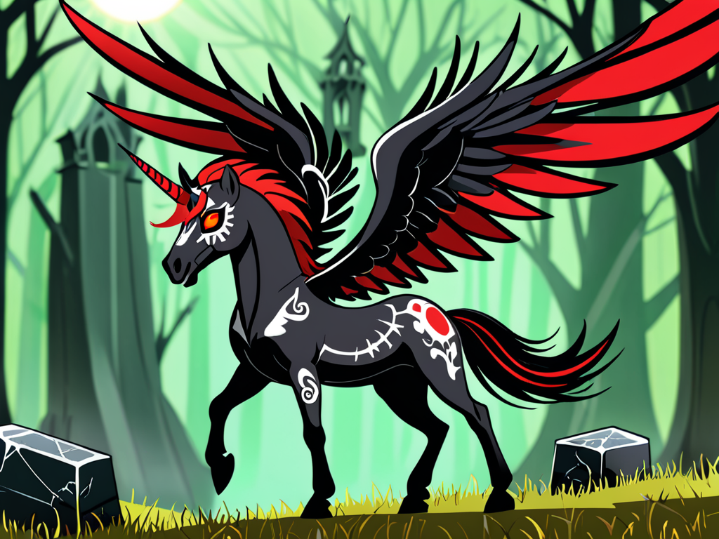 mlp g4 pony necromancer dark alicorn with white markings on face red ...