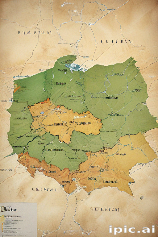 Detailed Topographic Map Illustrating Diverse Regions and Elevations of ...