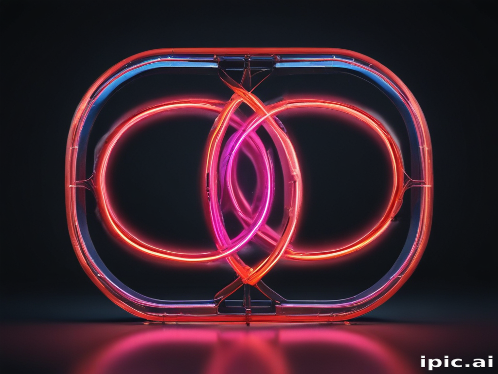 Colorful Neon Lights Intertwined in a Unique Geometric Design Display