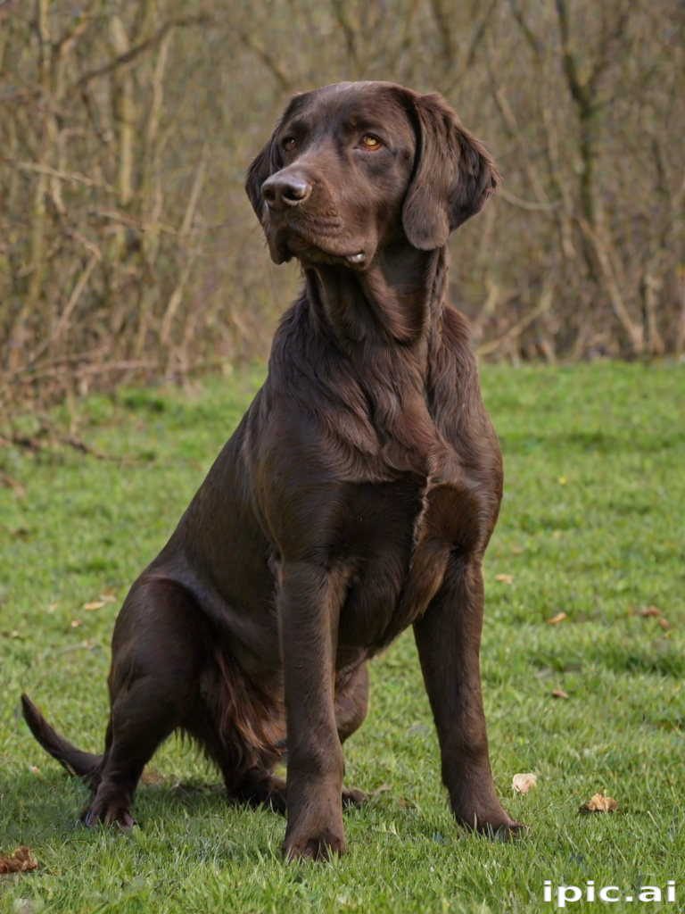 Majestic Brown Dog Sitting Gracefully in a Lush Green Meadow