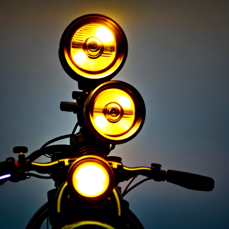 Looking straight at it Single Large motorcycle headlight round yellow ...