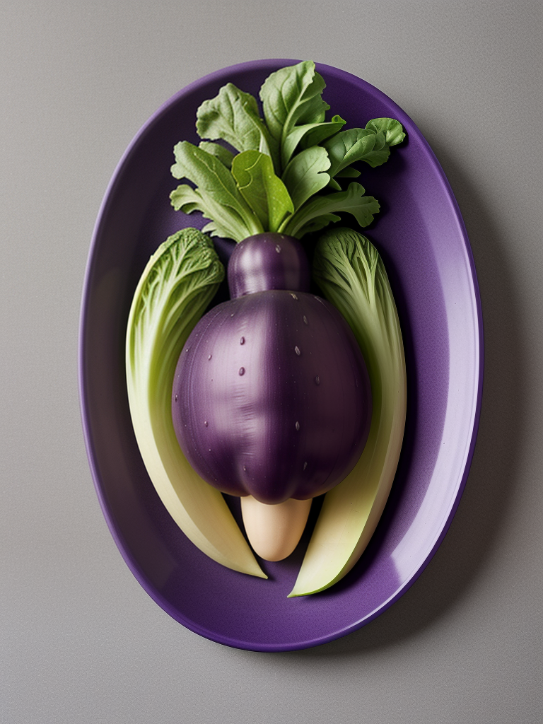 Unique Vegetable Creation Featuring Broccoli and Eggplant Stacked ...