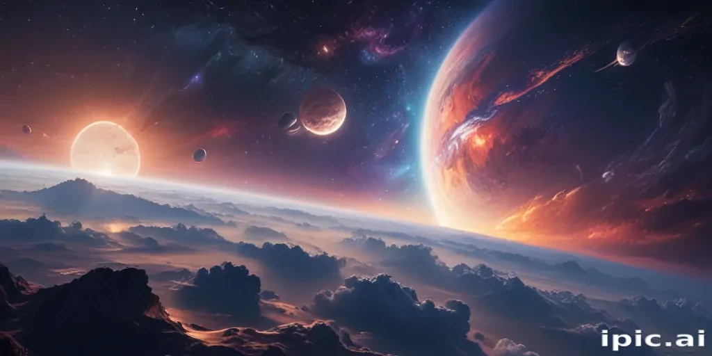 Majestic Cosmic Landscape: A Journey Through Stars and Planets in Space