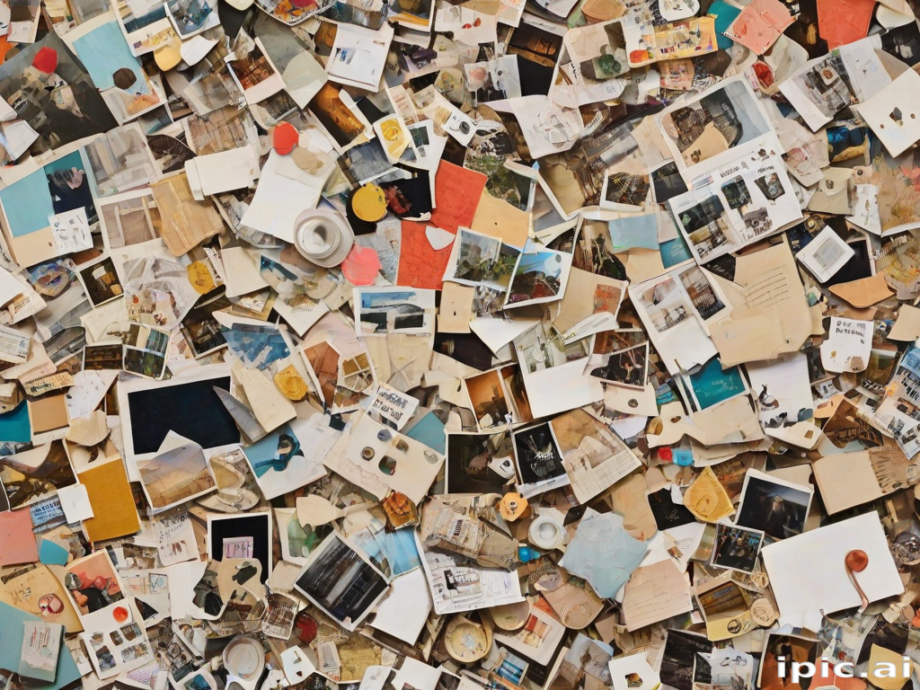 A Colorful Collage of Various Photographs and Vintage Postcards ...