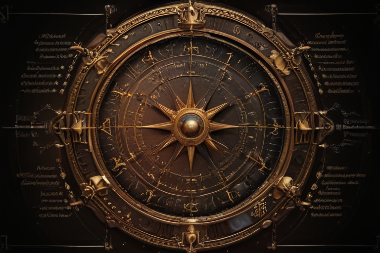 Intricate Compass Design Featuring Astrological Symbols and Celestial ...