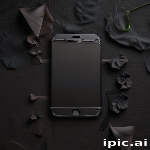 Elegant Black Smartphone Surrounded by Dark Floral Elements and Textures