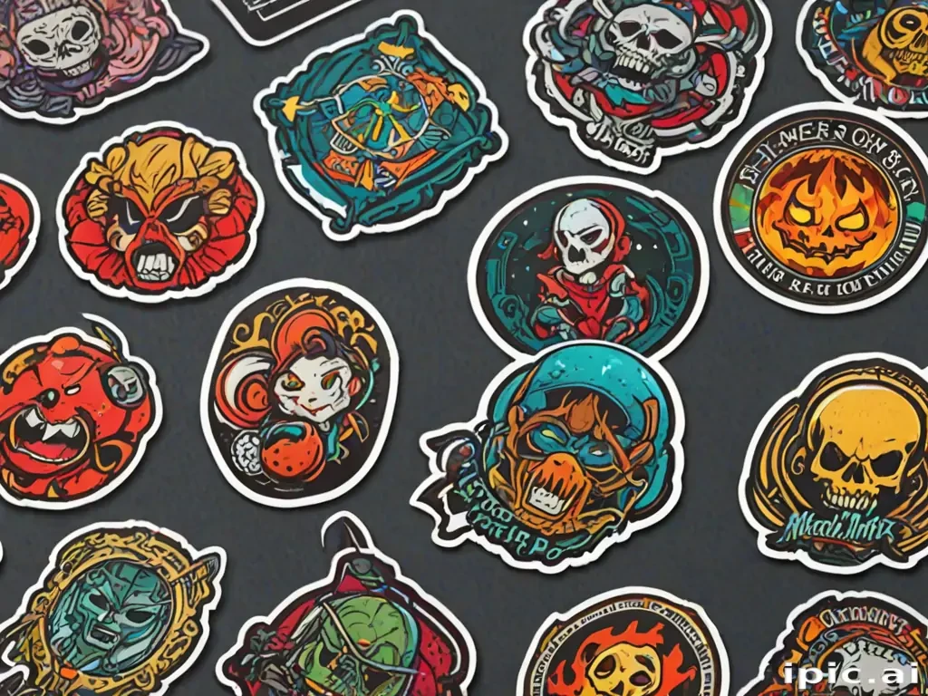 A Colorful Collection of Unique Stickers Featuring Various Artistic ...