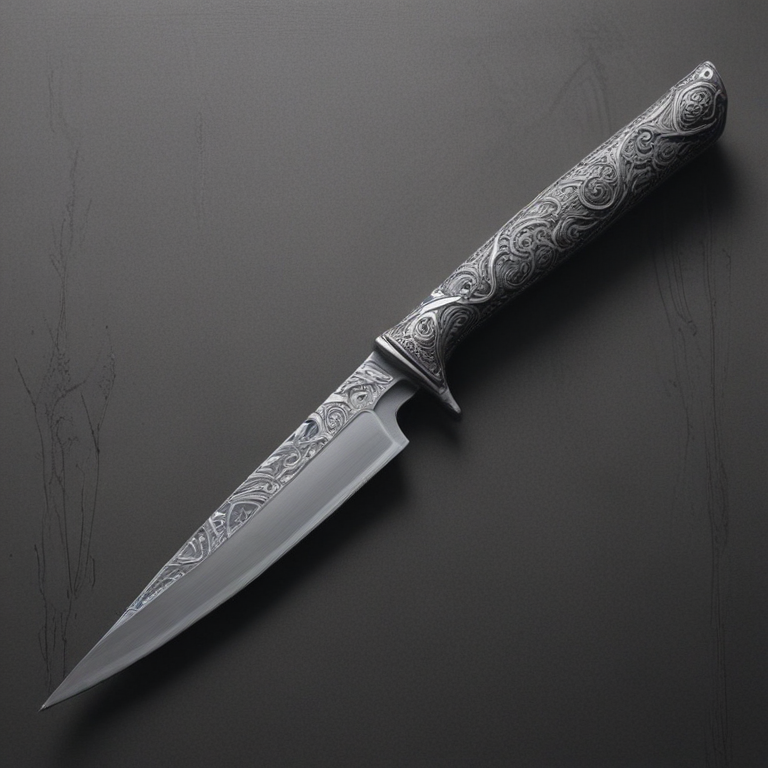 Intricately Designed Knife with Ornate Handle and Sleek Blade Finish