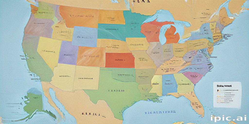 Colorful Map of the United States Highlighting Each State's Unique Features