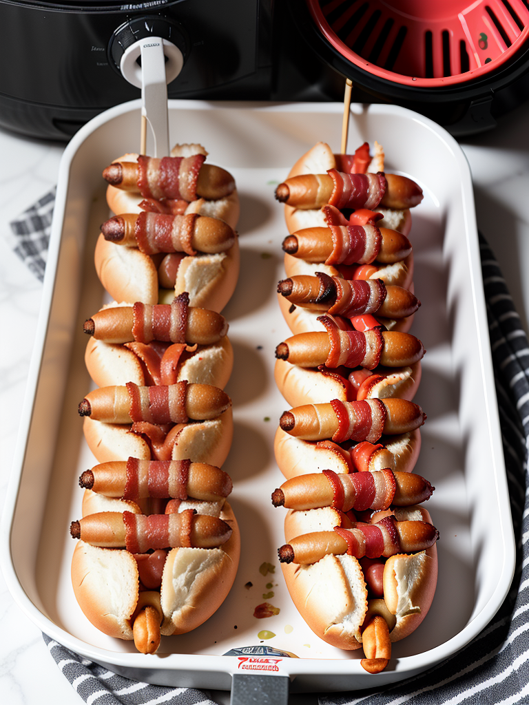 Deliciously Wrapped Hot Dogs on Buns with Crispy Bacon Strips Ready to ...