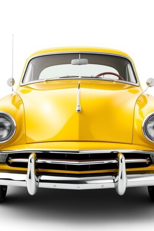 High-quality render of a classic yellow vintage car, exterior with ...