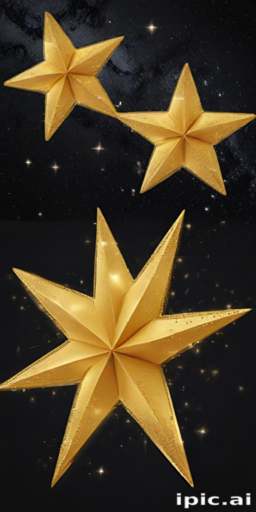 Three Beautiful Golden Stars Shining Brightly Against a Cosmic Background