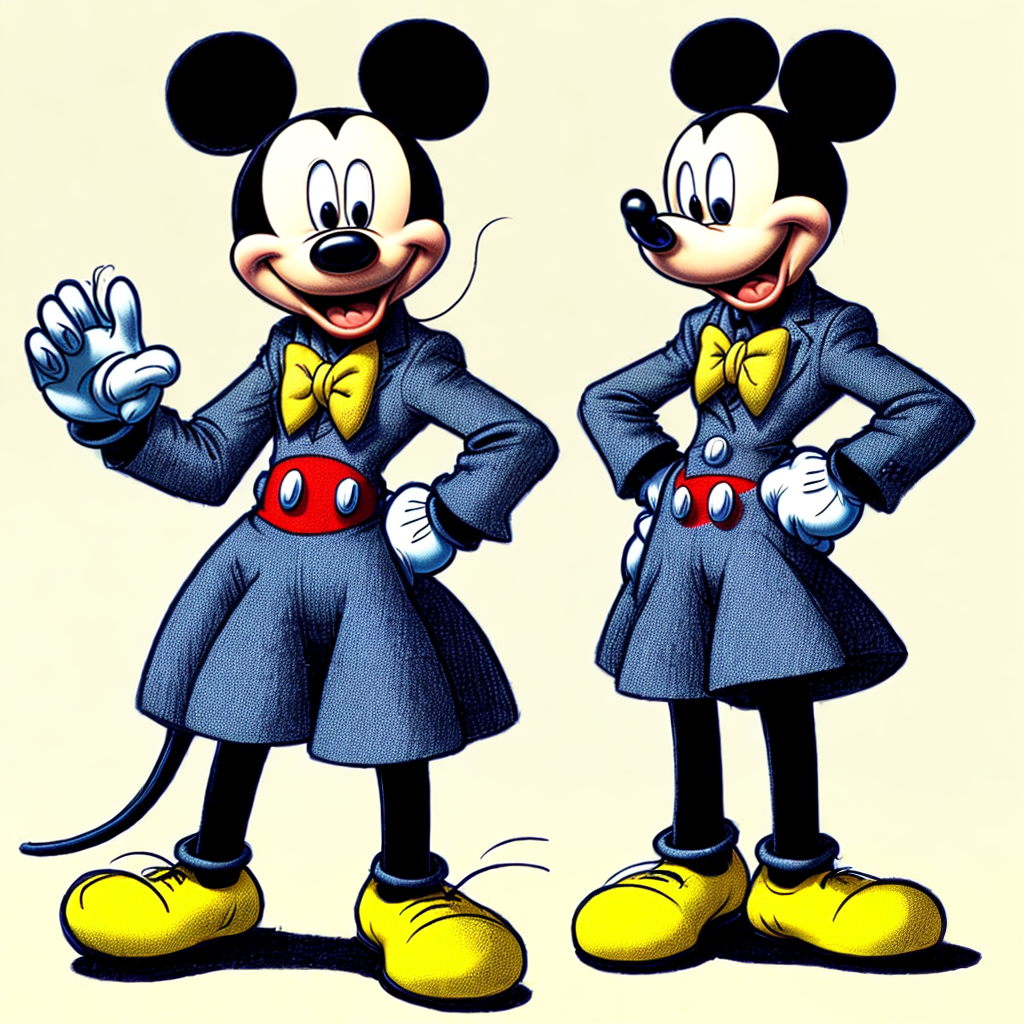 mickey mouse drawn in the style of robert crumb