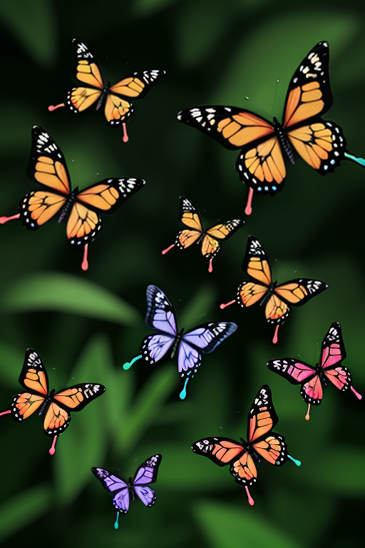 A Colorful Gathering of Monarch Butterflies Amidst Lush Greenery ...