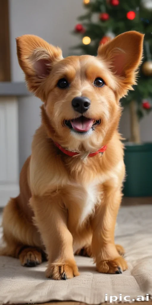 A Happy Dog with Big Ears Poses Cheerfully in a Cozy Setting.