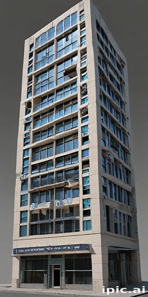 Abandoned High-Rise Building with Broken Windows and Weathered Facade
