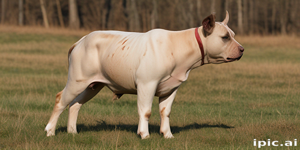 A Beautiful Cream-Colored Cow Grazing in a Serene Green Field.