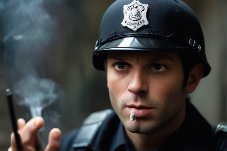 smoking police officer