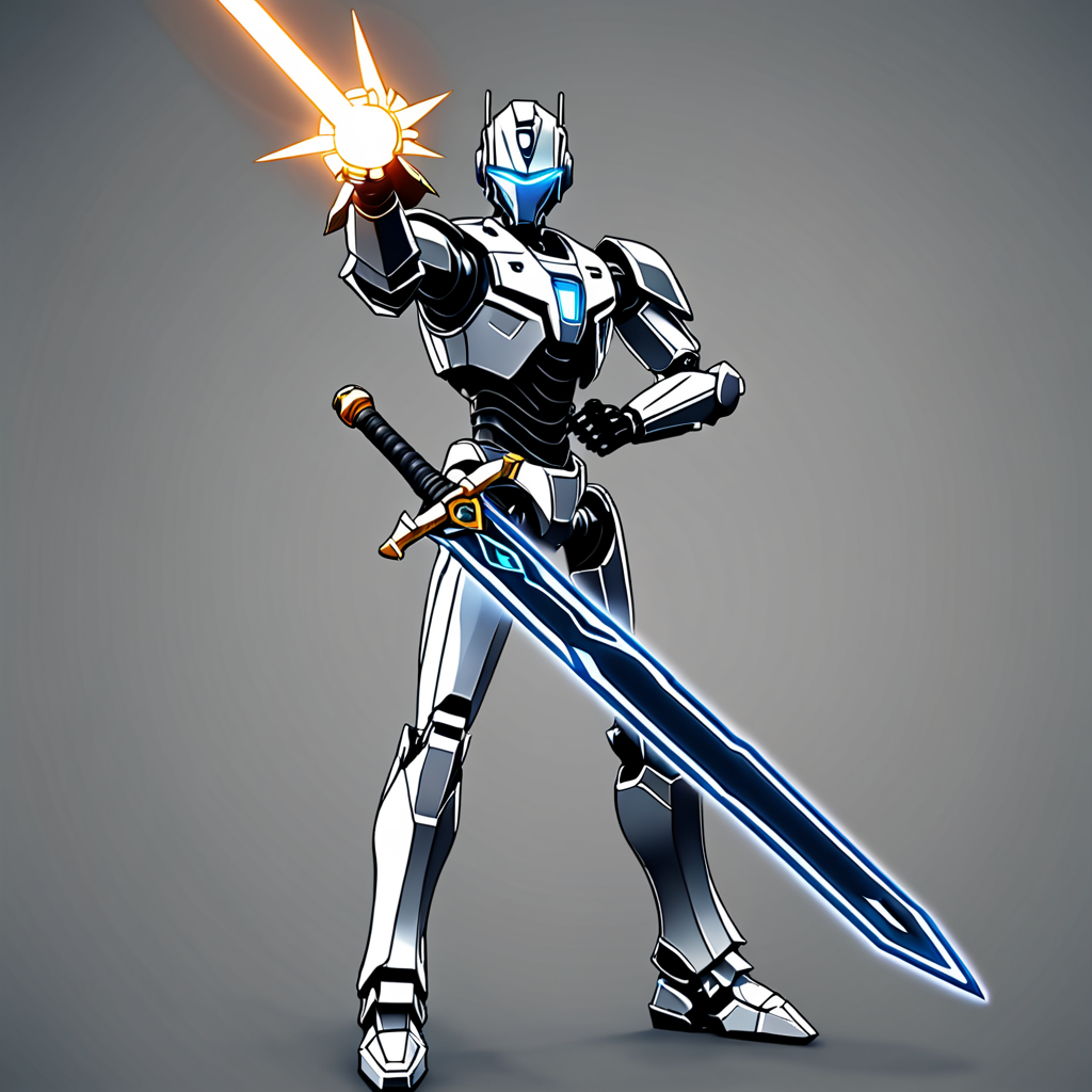 Create a robot with an energy sword on its wrist anime version