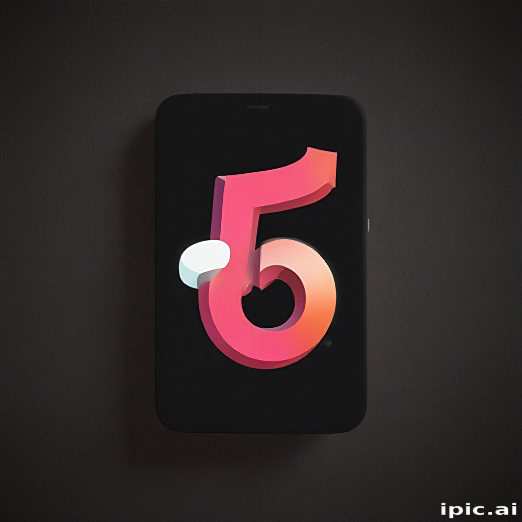 Stylized Number Five on a Smartphone Screen with Gradient Colors