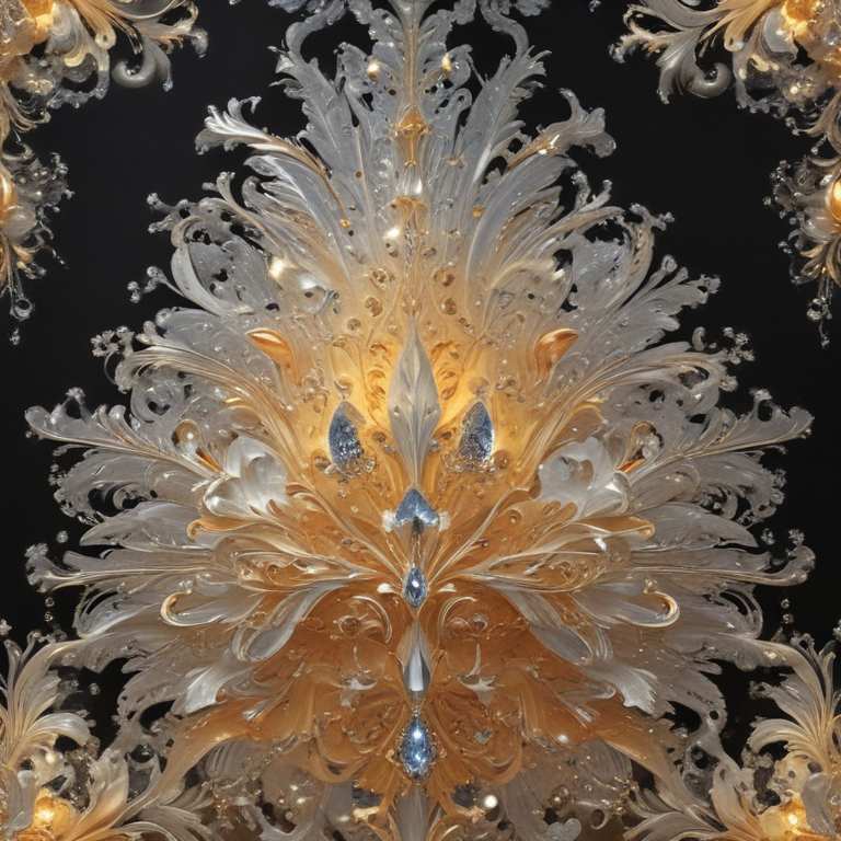 Intricate Glass Chandelier with Ornate Design and Elegant Crystal Accents