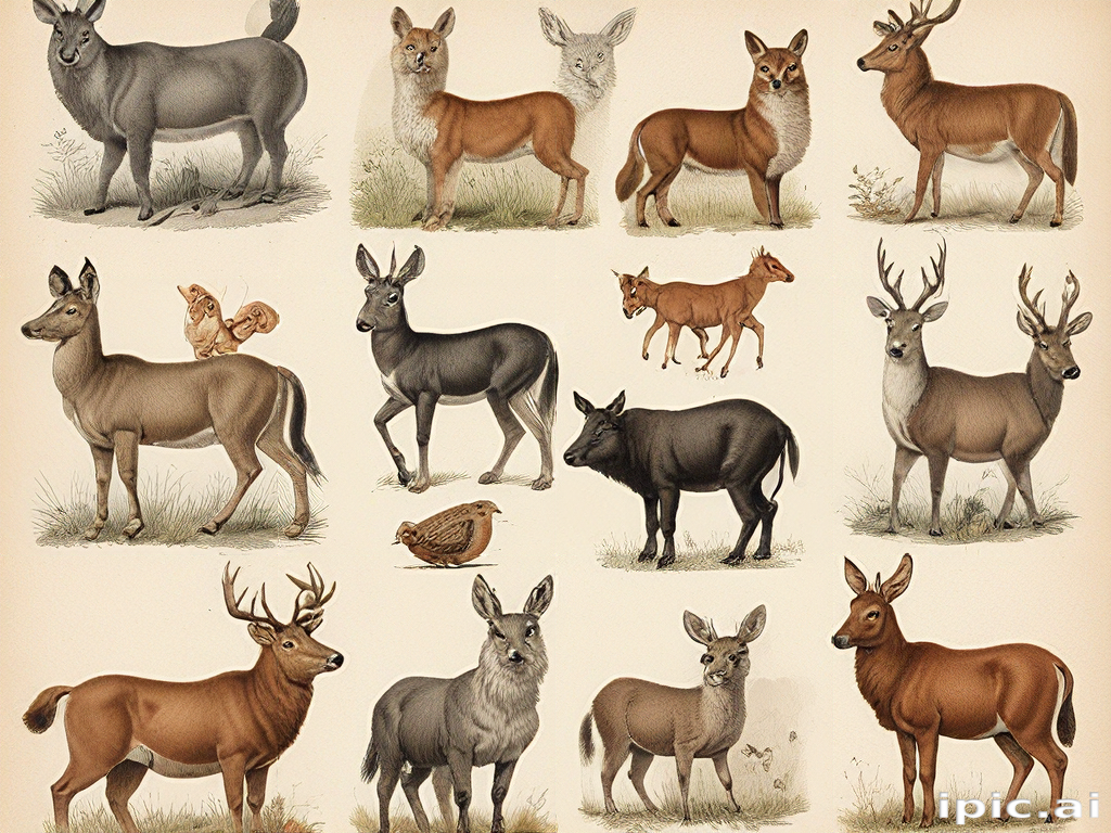 A Collection of Illustrated Forest Animals Featuring Various Species ...