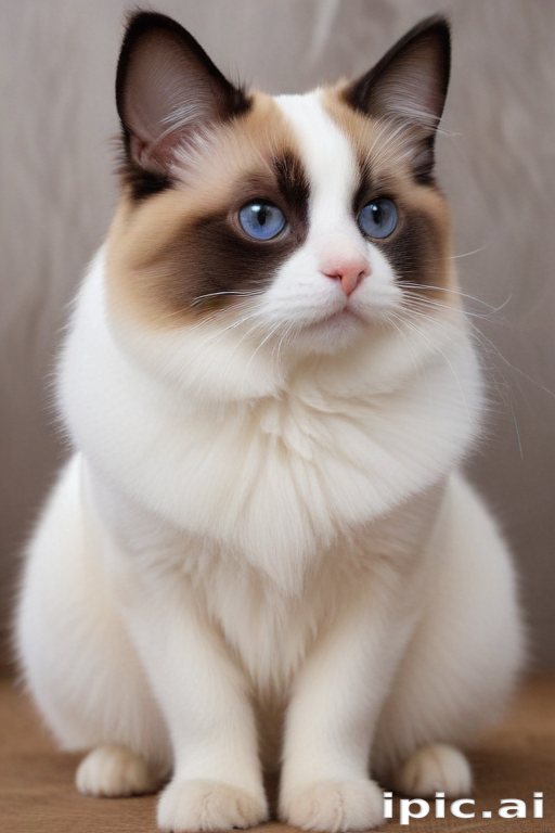 A Beautiful Ragdoll Cat with Striking Blue Eyes and Fluffy Fur.