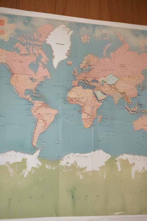 Create a torn into pieces map of the world. The actual paper on which ...