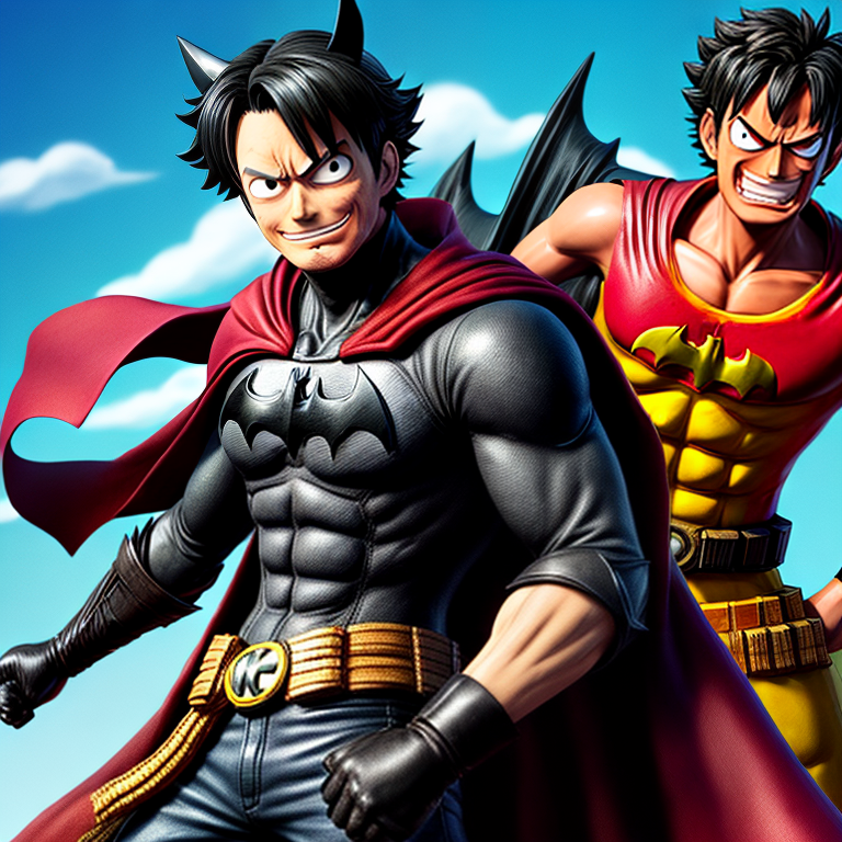 luffy with the batman 3D character
