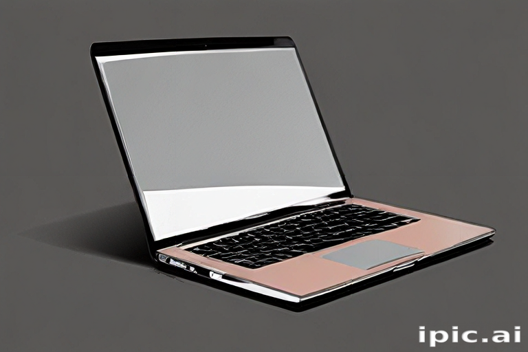 Sleek and Modern Laptop with Reflective Screen in Minimalist Setting.