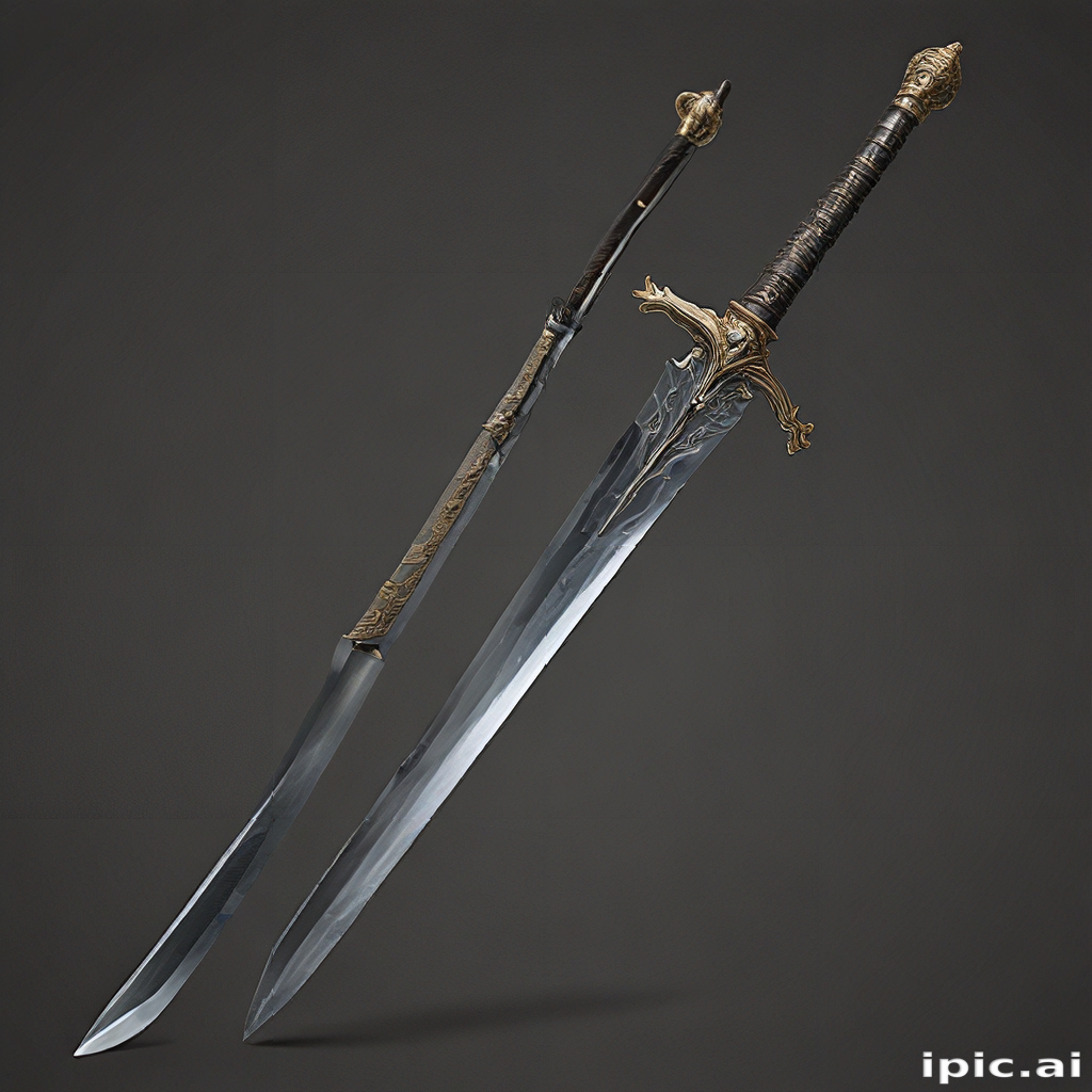 Exquisite Collection of Two Ornate Swords with Intricate Designs and ...