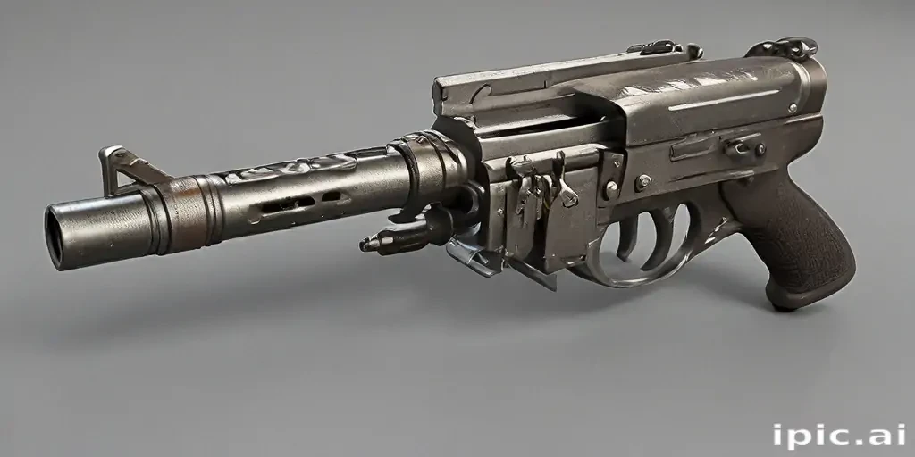 Detailed Close-Up View of a Modern Firearm with Unique Design Features