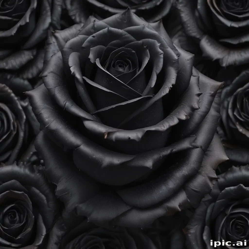 A Stunning Close-Up of a Single Black Rose Among Dark Roses
