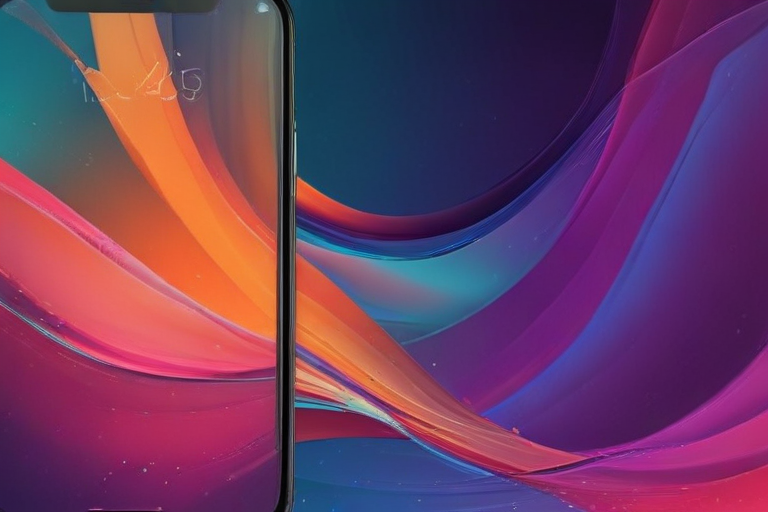Vibrant Abstract Background with a Sleek Smartphone Displaying Colorful ...