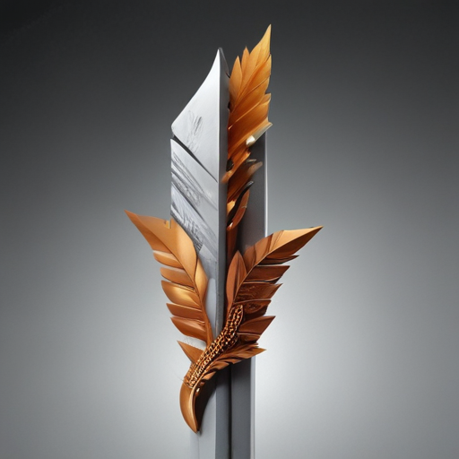Elegant Metallic Sculpture Featuring Intricate Leaves and Sharp Edges ...