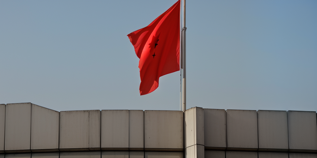Vibrant Red Flag with Stars Flutters Against a Clear Blue Sky
