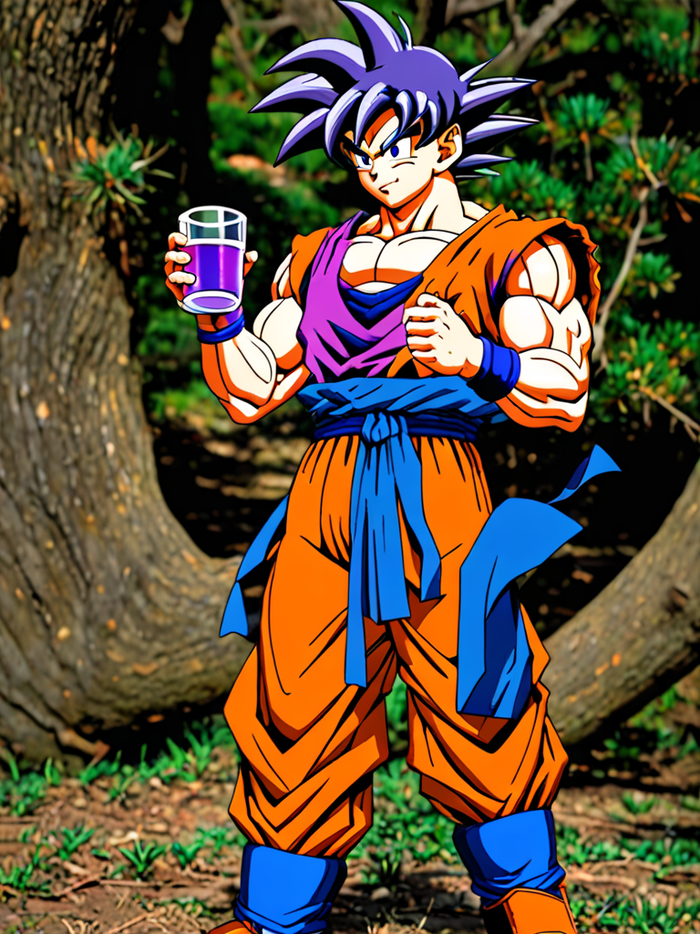 Goku drinking purple lean