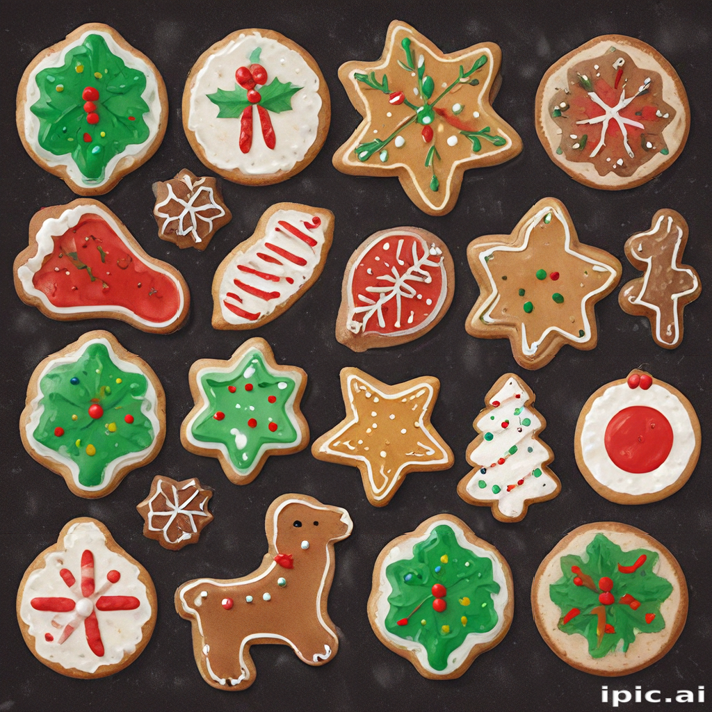 Festively Decorated Holiday Cookies in Various Shapes and Colors for ...