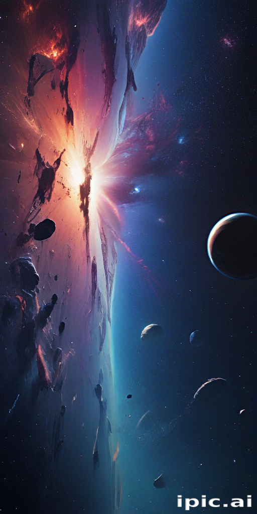 Cosmic Explosion: A Stunning Display of Color and Celestial Bodies
