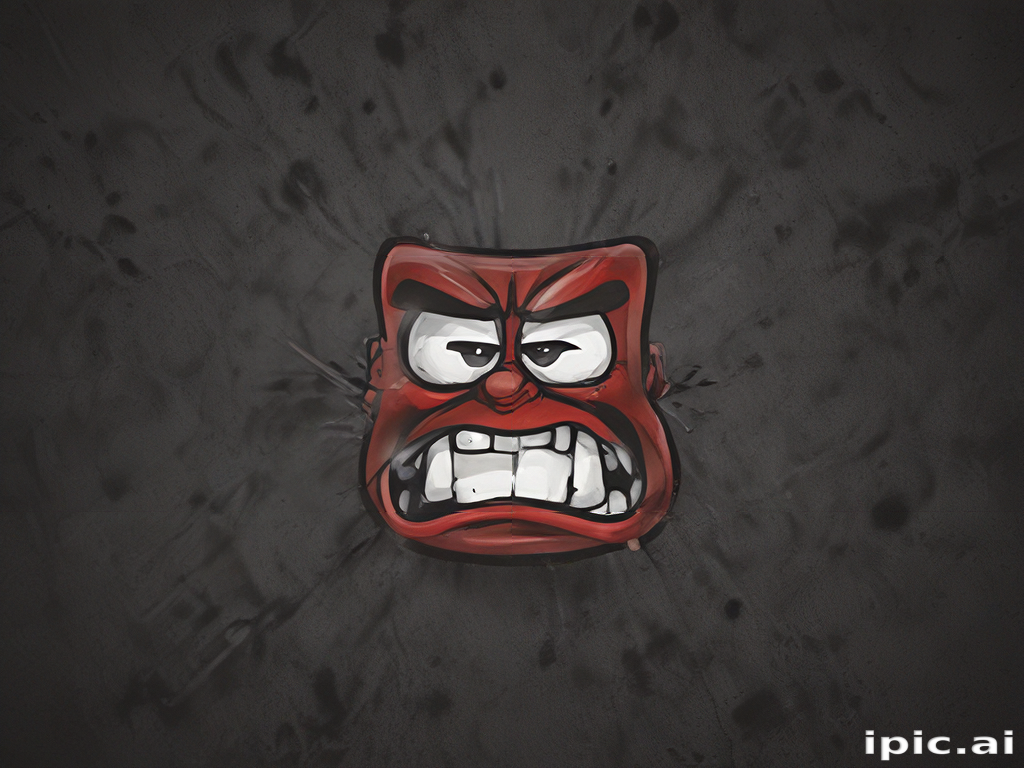 Furious Cartoon Face Expressing Anger with Intense Features and Bold Colors