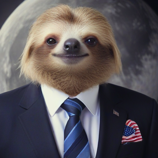 trump sloth flying to the moon funny with tie