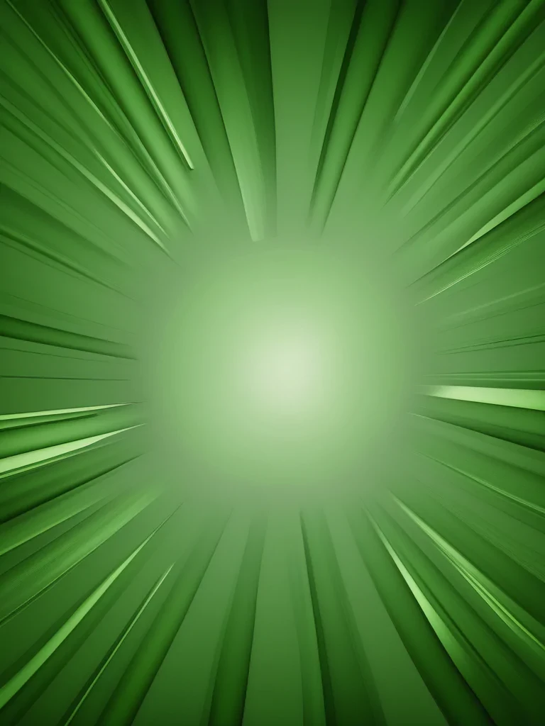 Vibrant Green Rays Radiating from a Central Light Source in Abstract Design
